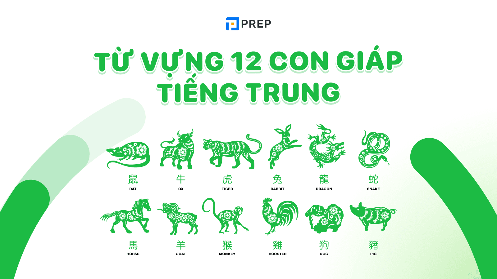 Bỏ túi từ vựng về 12 con giáp tiếng Trung Quốc đầy đủ