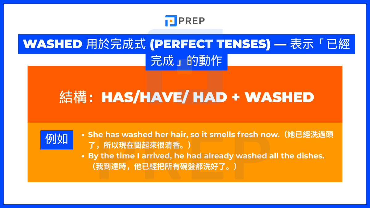 Wash 過去分詞是什麼？Wash 過去式：Wash - Washed - Washed